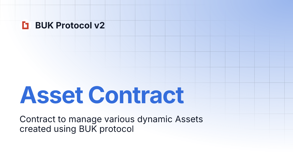 Asset Contract | BUK Protocol v2