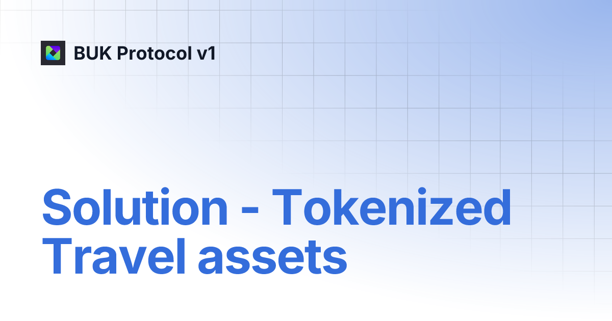 Solution - Tokenized Travel assets | BUK Protocol v1
